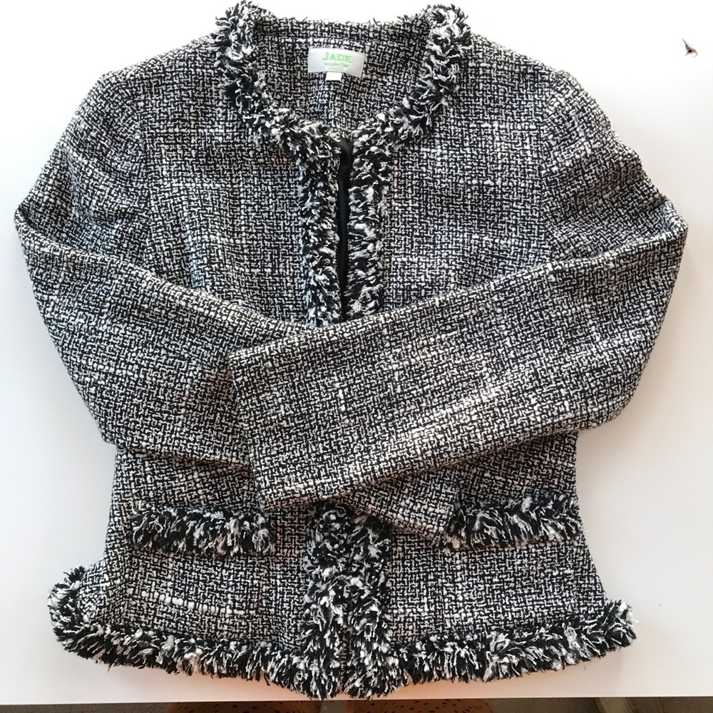 Jade Melody Tam Fringe Tweed Blazer - Gem